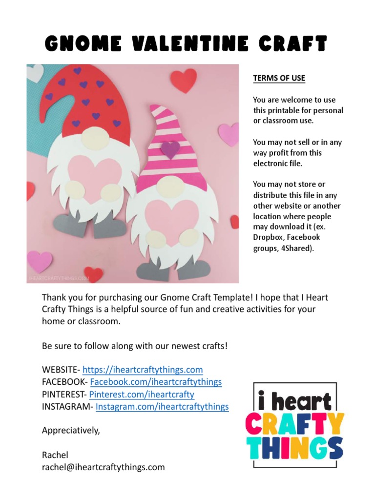 FINAL Gnome Valentine Craft Template UPDATED | PDF