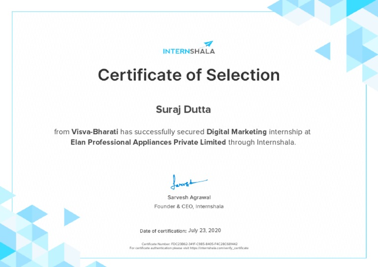 Digital Marketing Internship Certificate | PDF