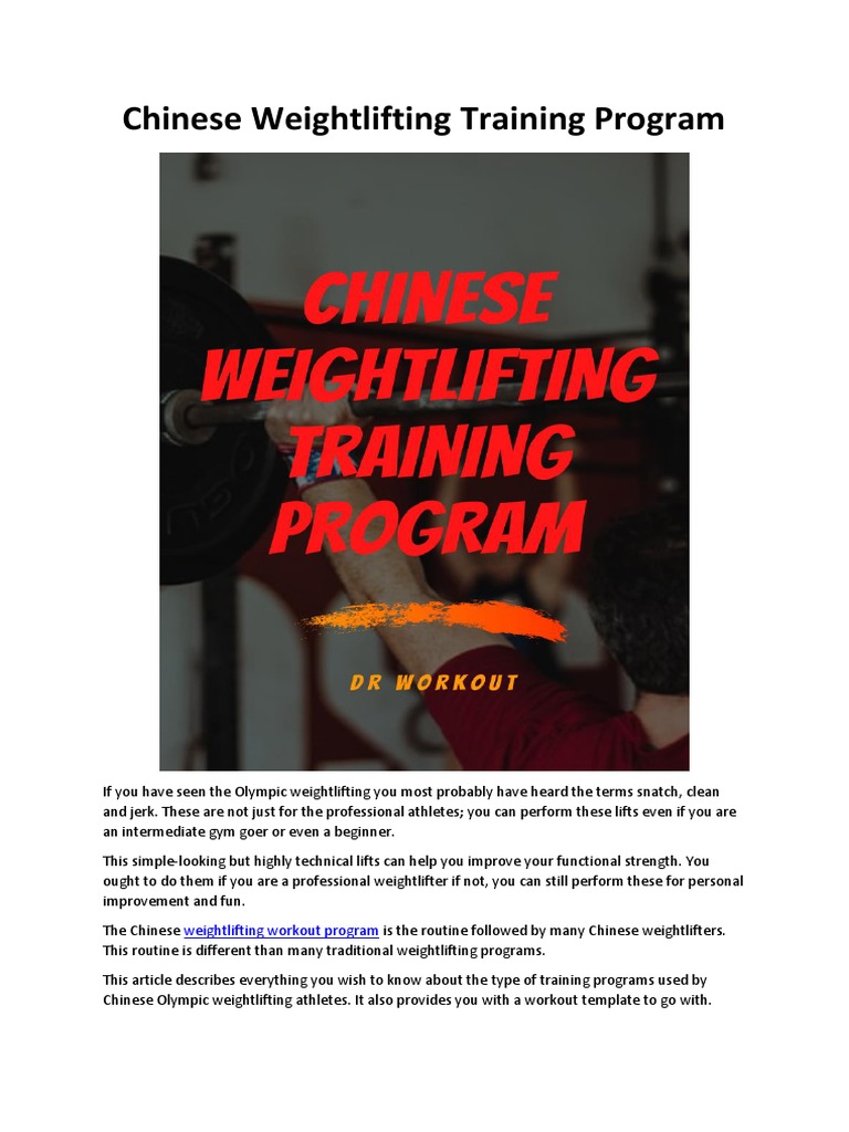 Chinese Weightlifting Program - DR Workout | PDF | Weight Training ...