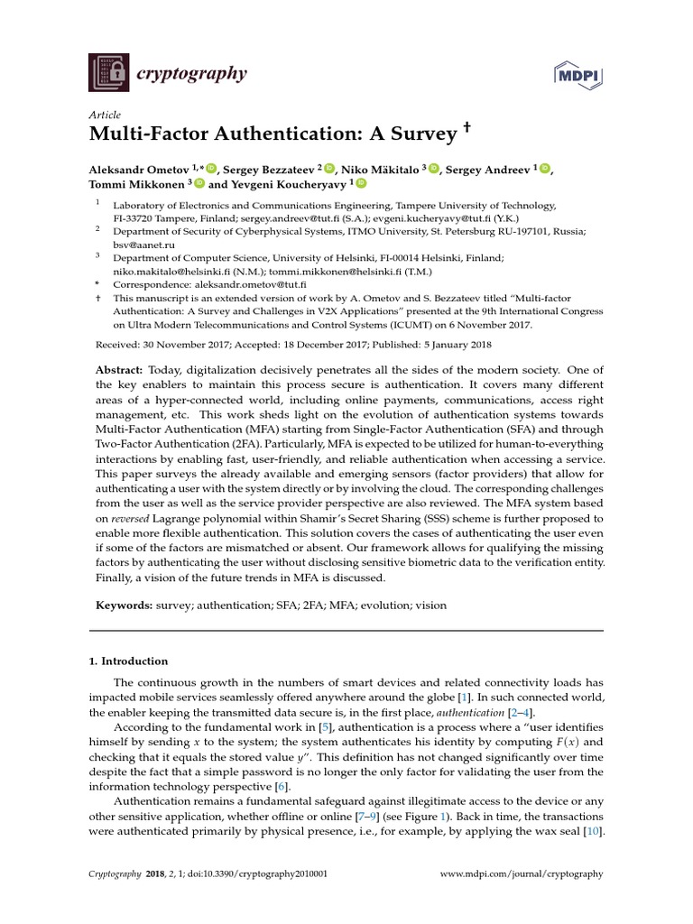 Multi-Factor Authentication: A Survey | PDF | Authentication | Biometrics