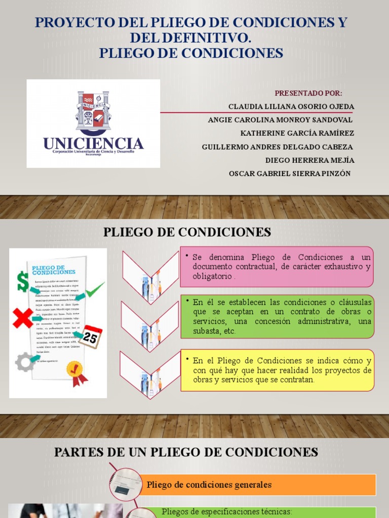 Proyecto Pliego de Condiciones y Del Definitivo - Pliego de Condiciones | PDF | Justicia ...