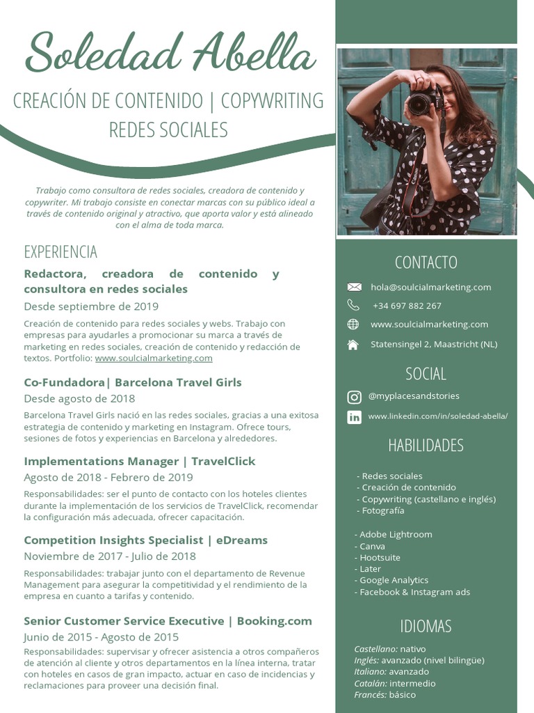 Soledad Abella - CV ES | PDF | Booking.Com | Barcelona