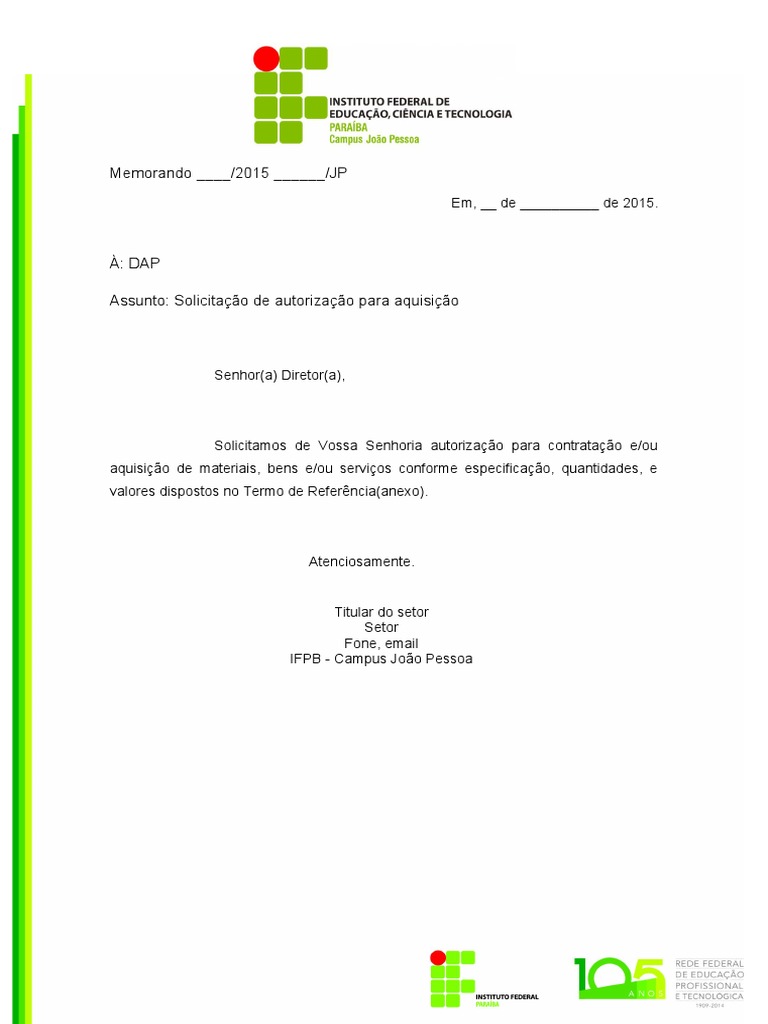 Modelo de Memorando de Solicitacao | PDF