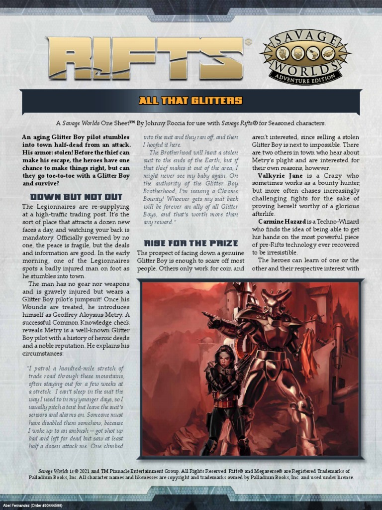 Rifts® For Savage Worlds One Sheet All That Glitters | PDF | Leisure