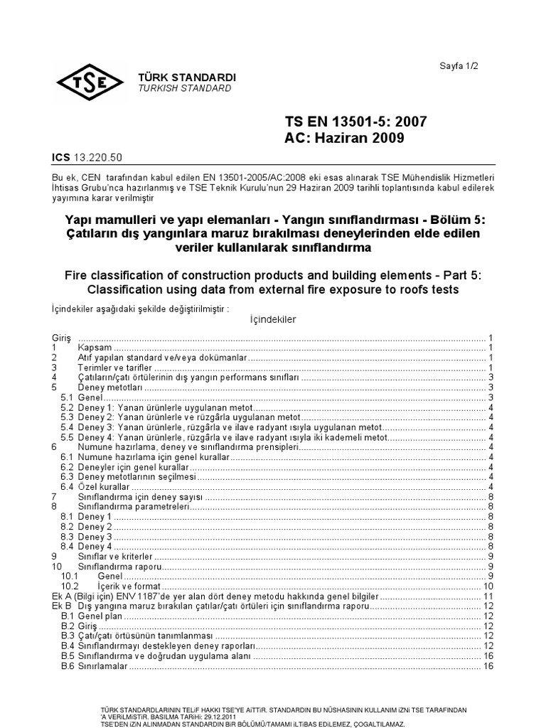 TS en 13501 - 5 - Ac | PDF