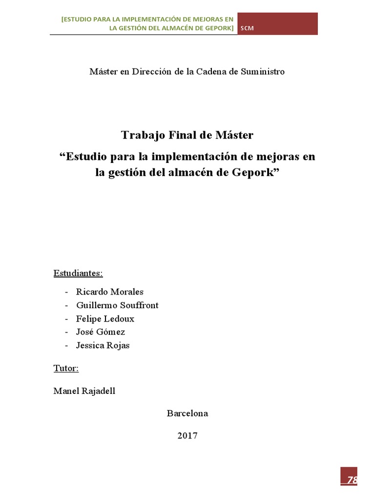 TFM Gepork 29 de Junio - Borrador | PDF | Almacén | Empresas