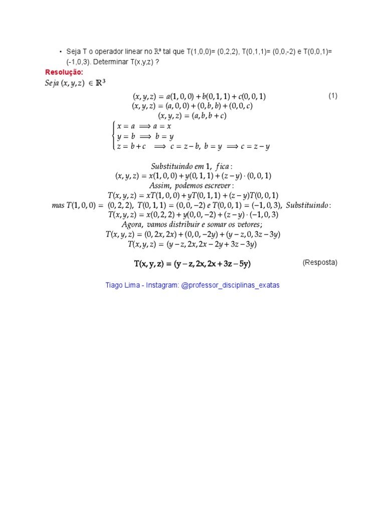 Transformação Linear - Álgebra Linear | PDF Transformação Linear - Álgebra Linear | PDF