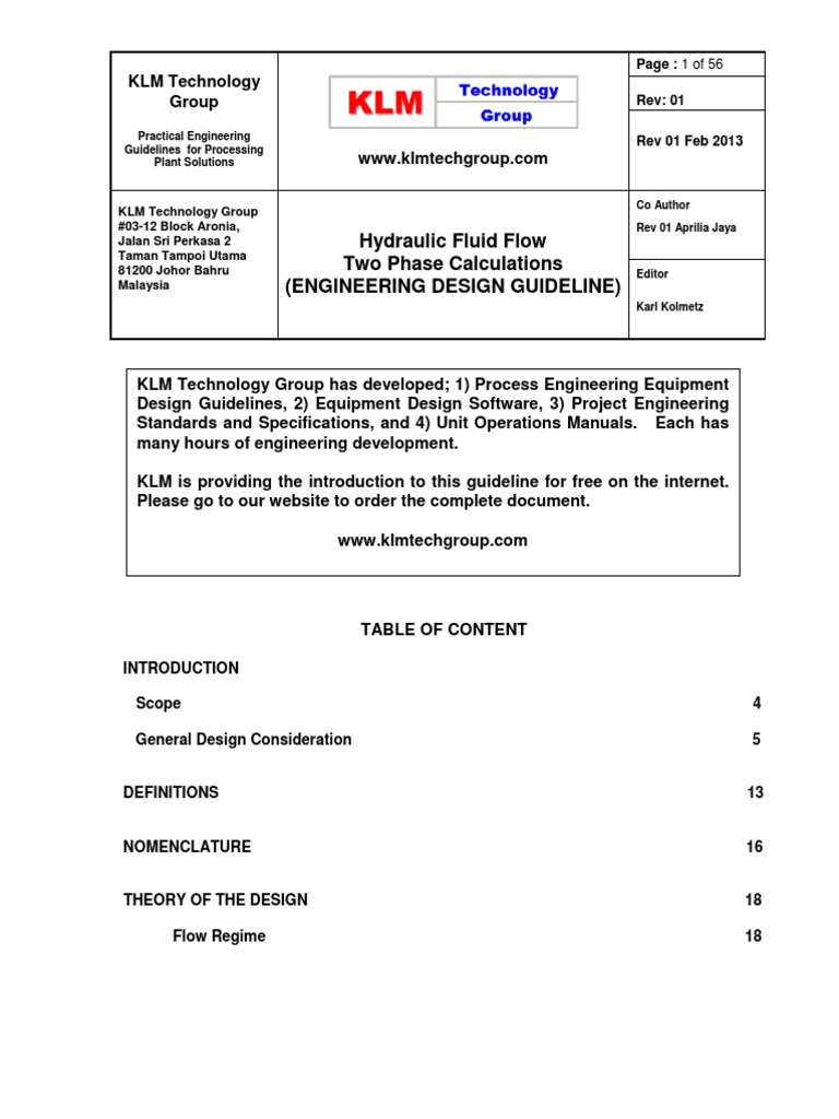 ENGINEERING - DESIGN - GUIDELINES Fluid Flow Two Phase Hydraulics | PDF ...