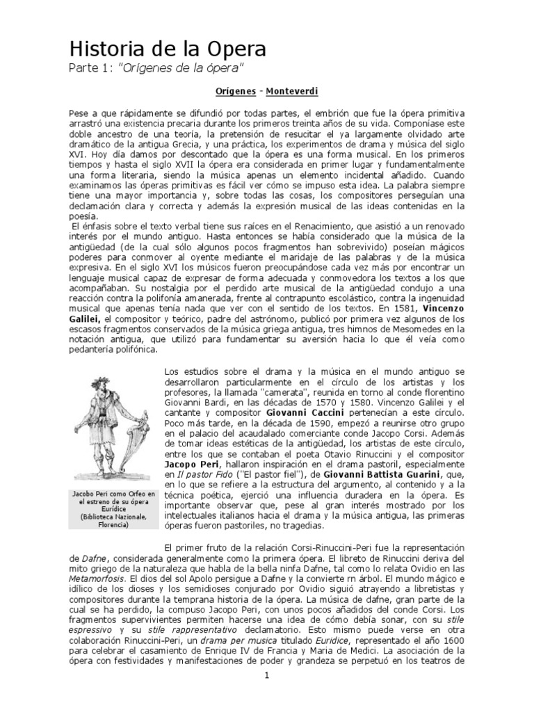 Historia de La Opera | PDF | Ópera | Las artes escénicas