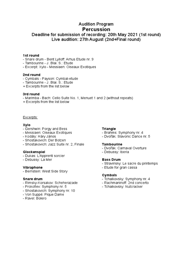 Audition Program | PDF