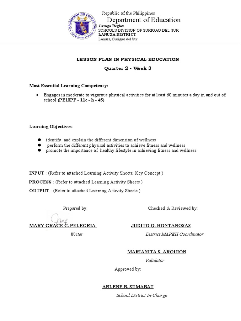 Q2-Wk3-Las-Pe10 - Final | PDF | Self Esteem | Physical Education