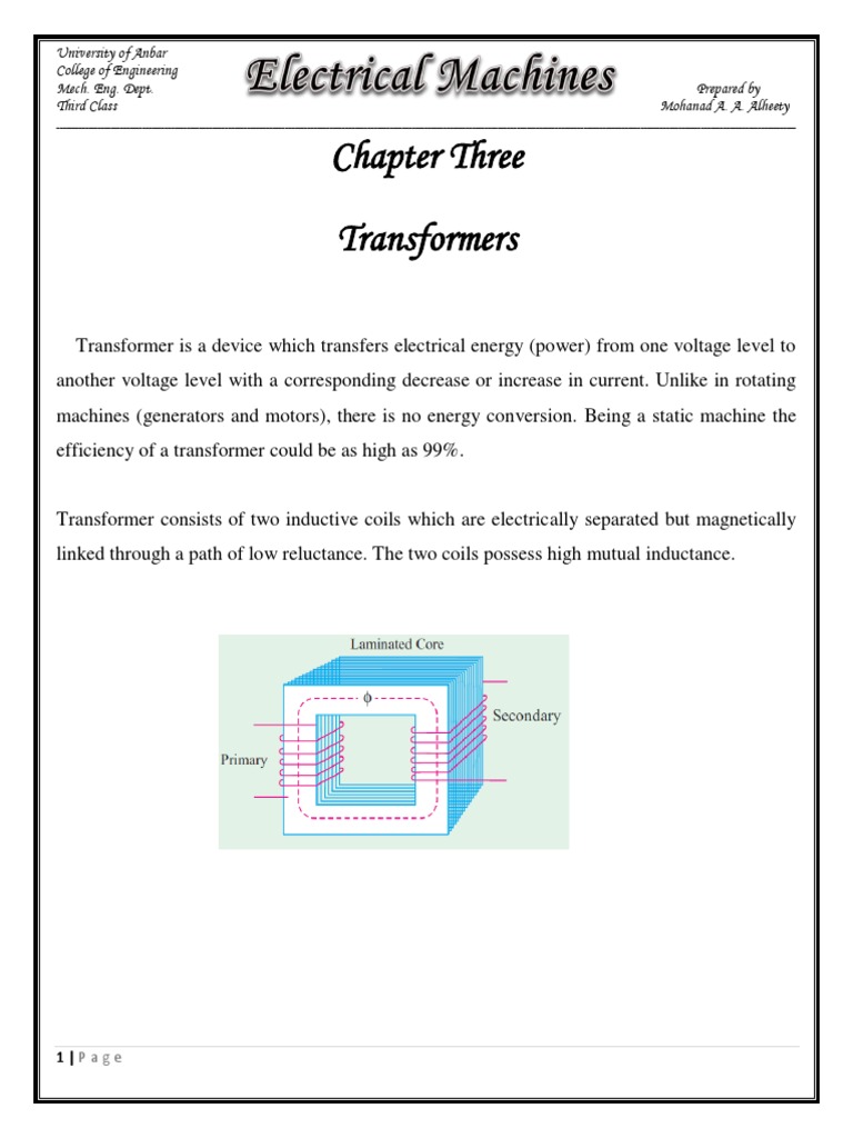 Chapter Three Transformers | PDF | Transformer | Inductor