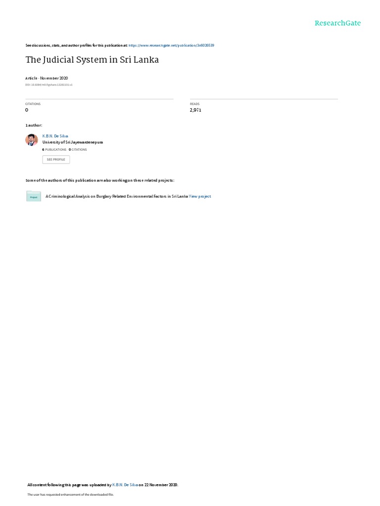 Overview of Sri Lanka's Judicial System | PDF | Supreme Courts ...