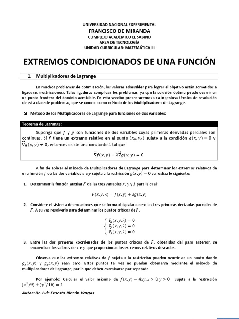 Blog Multiplicadores de Lagrange | PDF | Ecuación diferencial parcial | Derivado