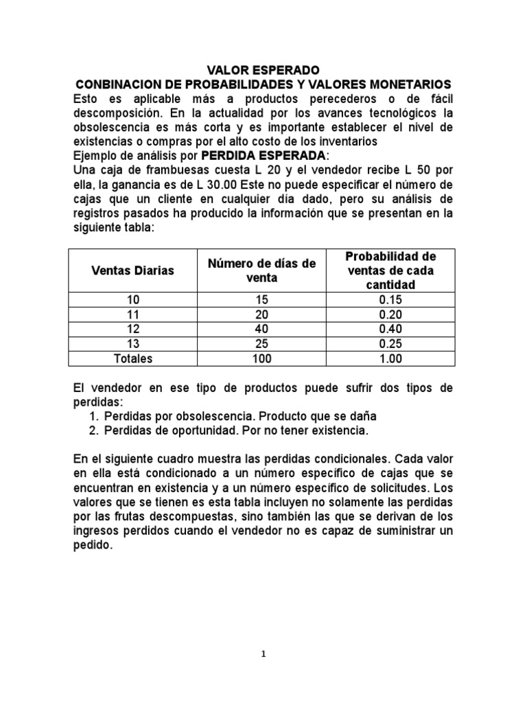 Valor Esperado | PDF | Business | Science