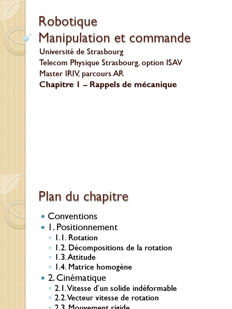 Chapitre 1 Poly | PDF | Mouvement de rotation | Cinématique