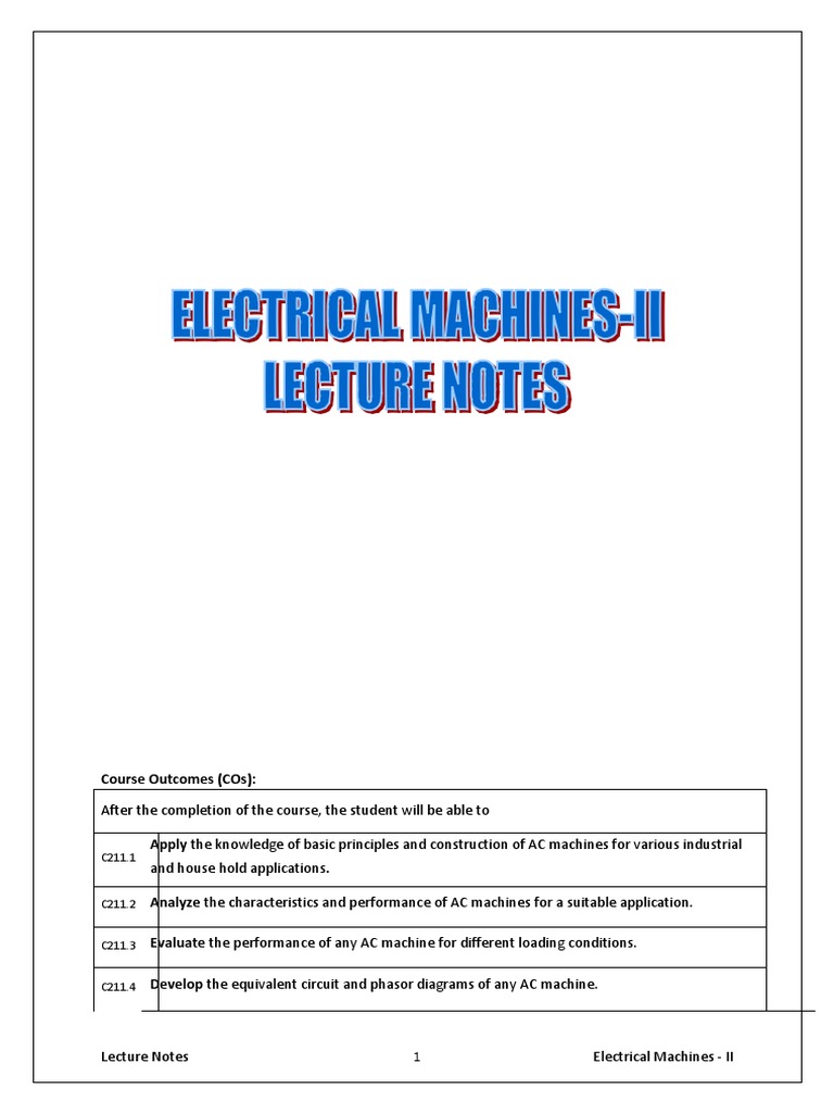 Induction Motors Notes Wit Worked Examples | PDF | Electric Motor ...