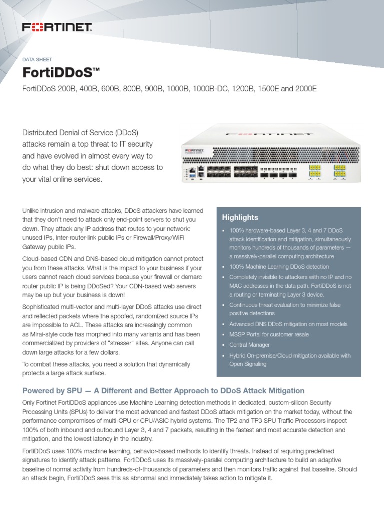 FortiDDoS Datasheet | Download Free PDF | Domain Name System ...