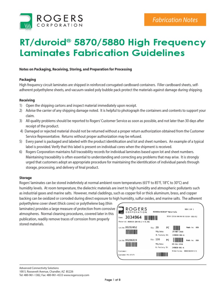 RT/duroid 5870/5880 High Frequency Laminates Fabrication Guidelines ...