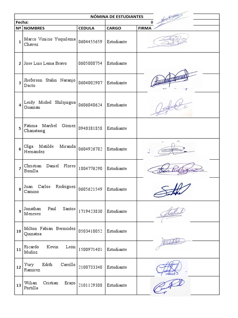 Firmas de Los Estudiantes | PDF