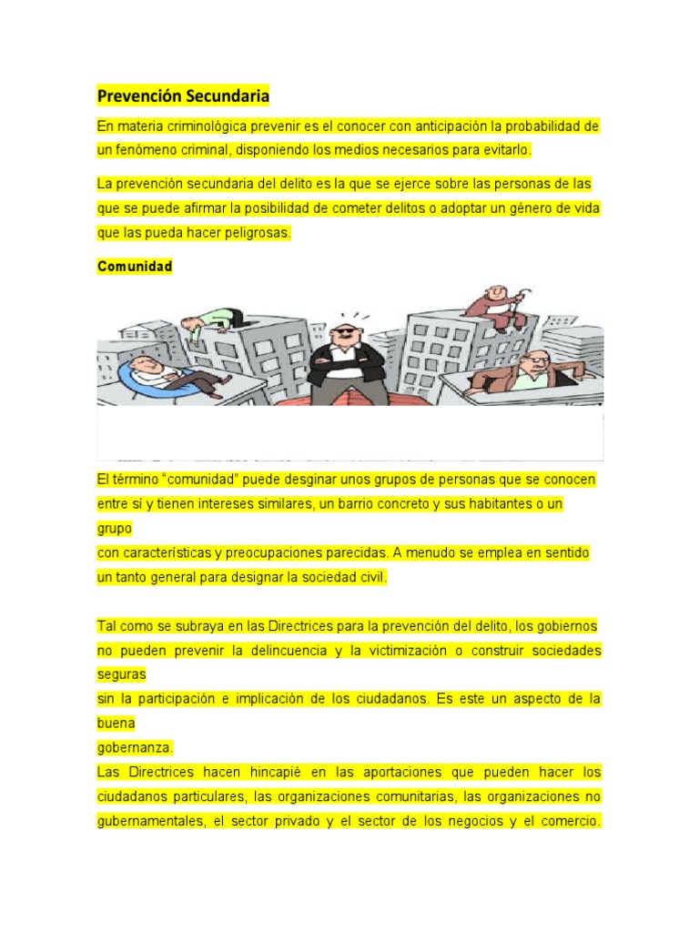 Prevención Secundaria | PDF | Prevención del crimen | Política