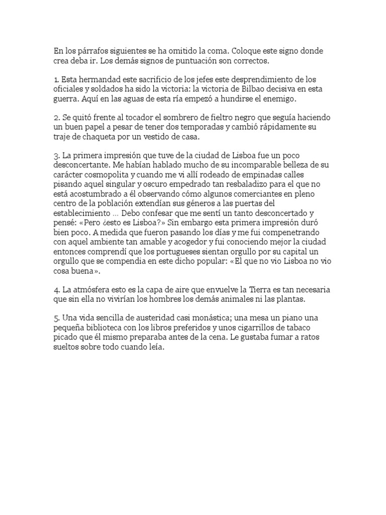 Uso de comas y puntos en párrafos | PDF