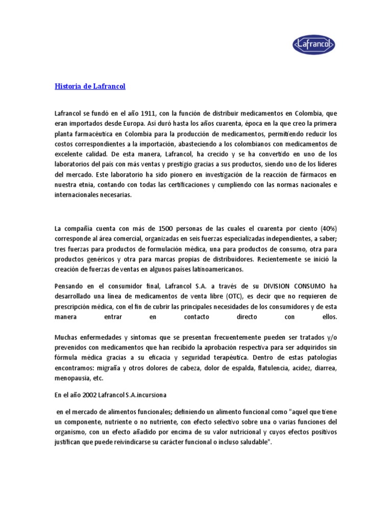 Historia y evolución de Lafrancol | PDF | Comida funcional ...