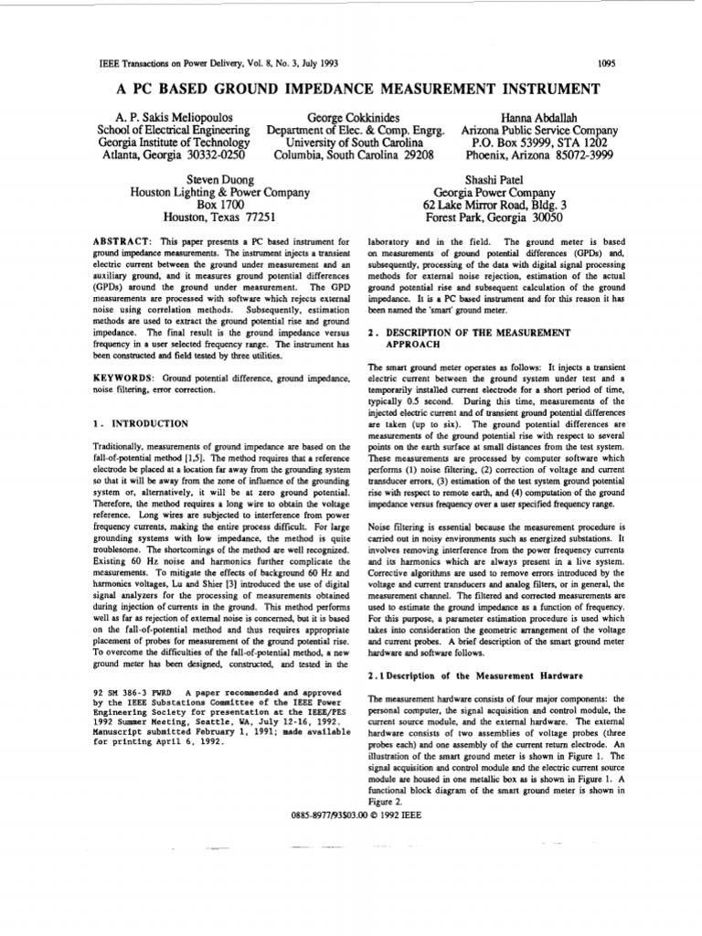 A PC Based Ground Impedance Measurement Instrument | PDF | Analog To ...