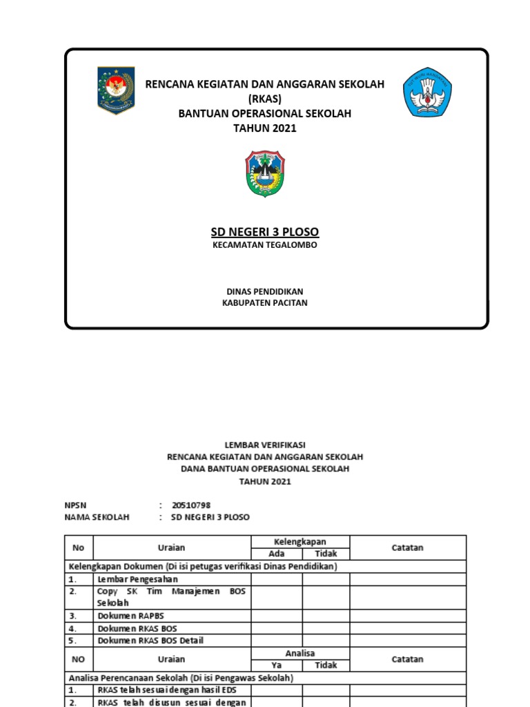 Cover Verifikasi Pengesahan Rkas 2021 | PDF