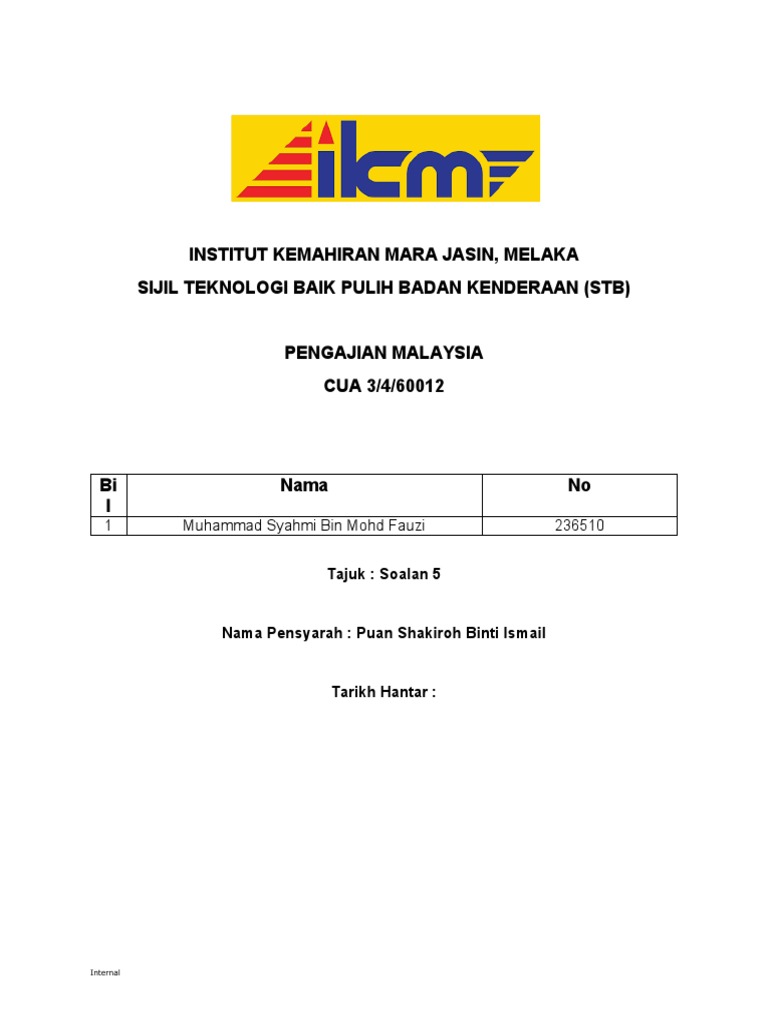 Institut Kemahiran Mara Jasin | PDF