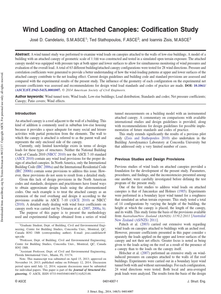 Wind Loading On Attached Canopies... | Download Free PDF | Wind Tunnel ...