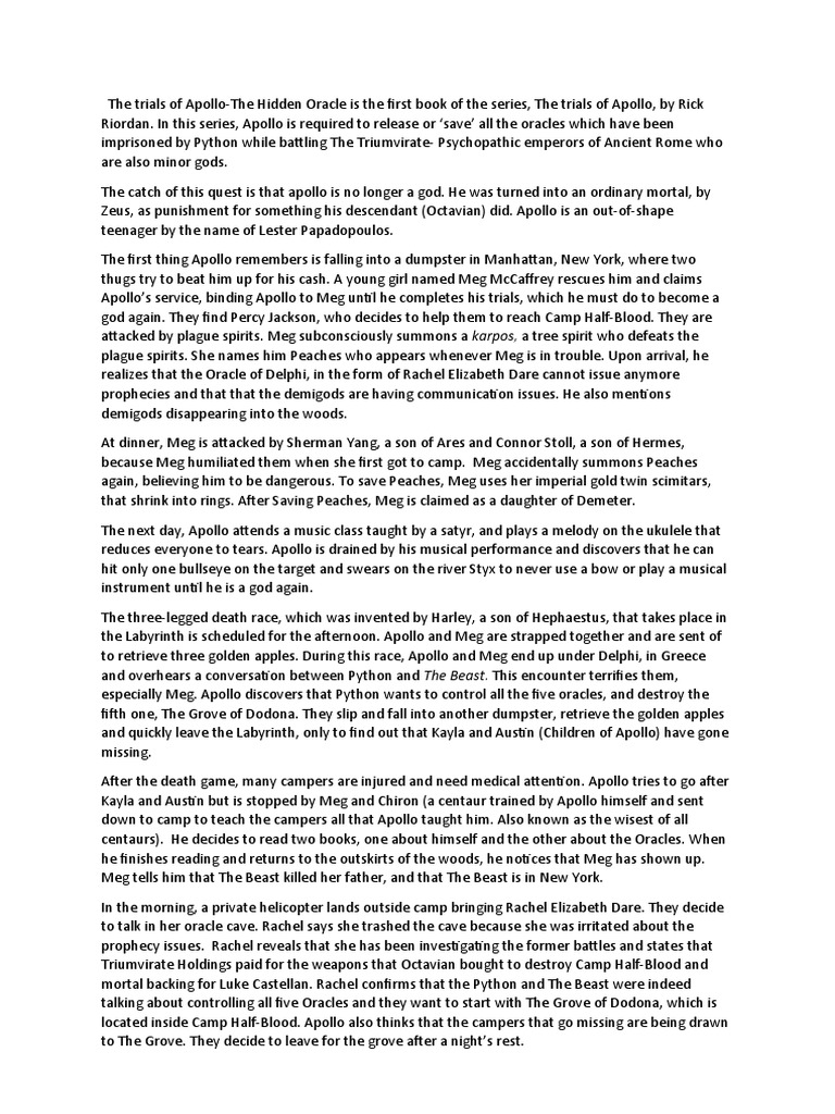 The Trials of Apollo-The Hidden Oracle | PDF | Mythology