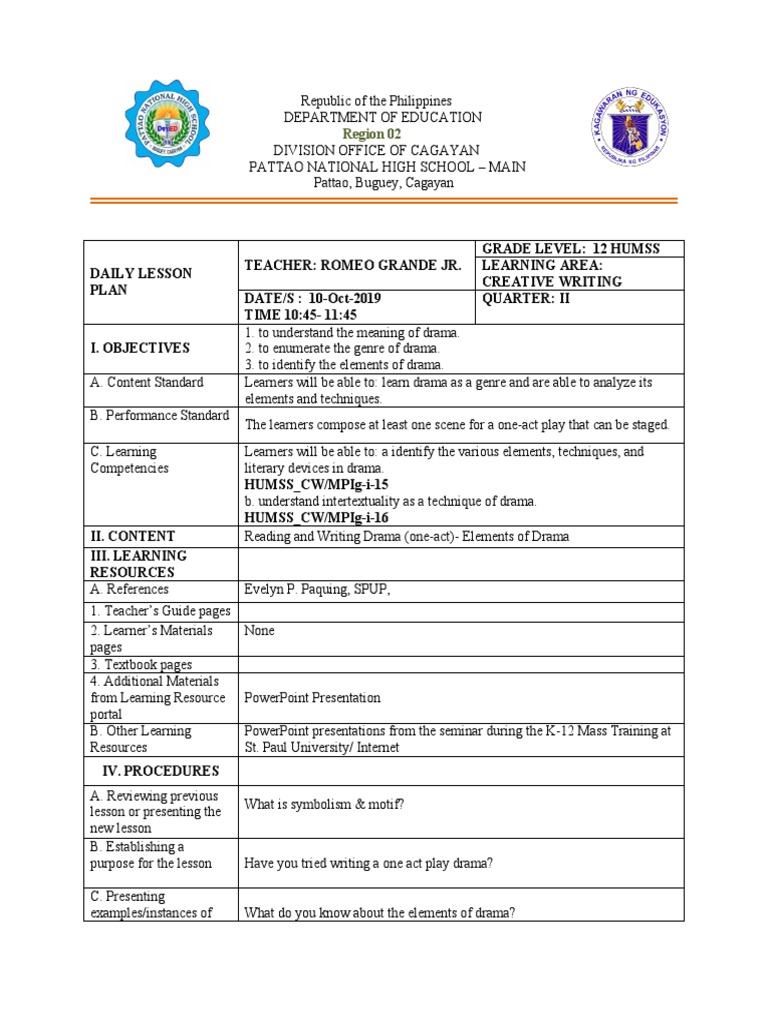 DLP Creative Writing 2.2 B.12.0 | PDF | Play (Theatre) | Tragedy