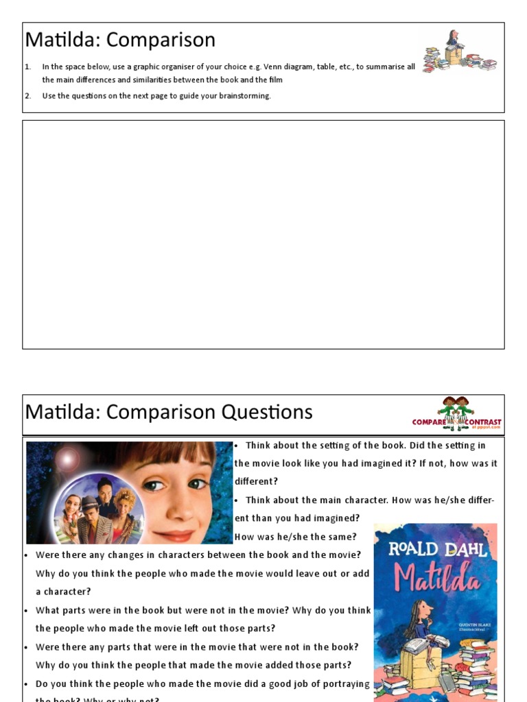 Matilda: Book and Movie Comparison Guide | PDF | Communication