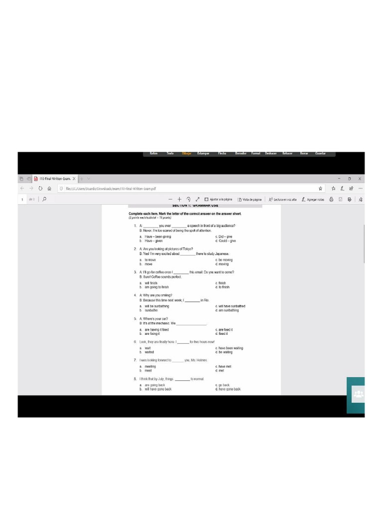 I10 Final Written Exam | PDF
