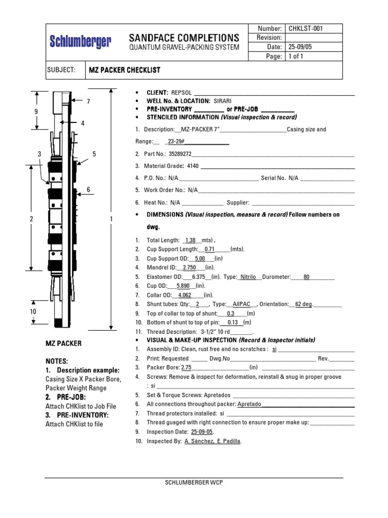 MZ Packer Checklist | PDF | Tools | Mechanical Engineering