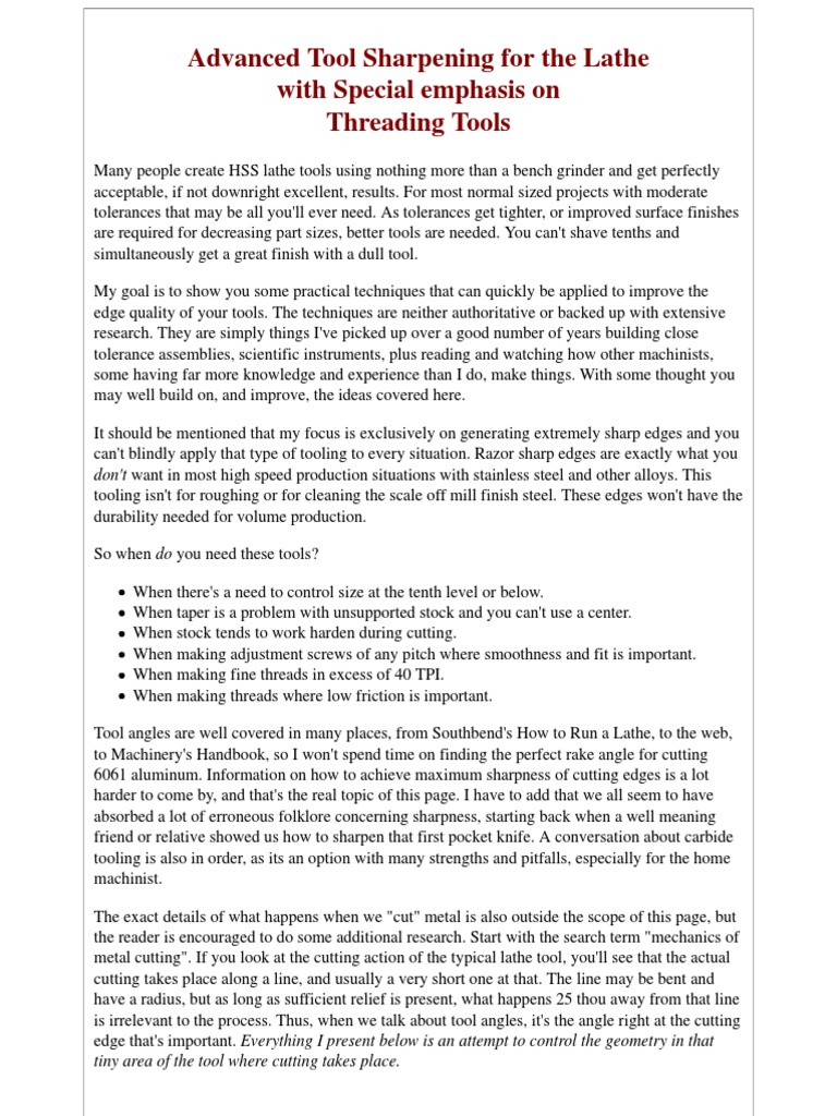 Advanced Tool Sharpening | PDF | Grinding (Abrasive Cutting) | Abrasive