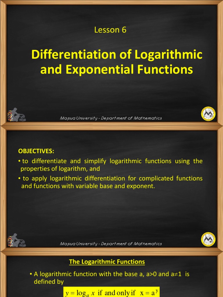Lesson 6-Differentiation of Logarithmic and Exponential Functions ...