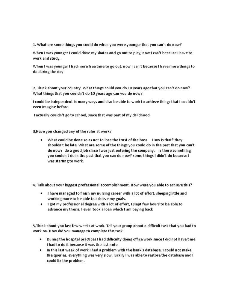 Life Changes: Past vs. Present Experiences | PDF