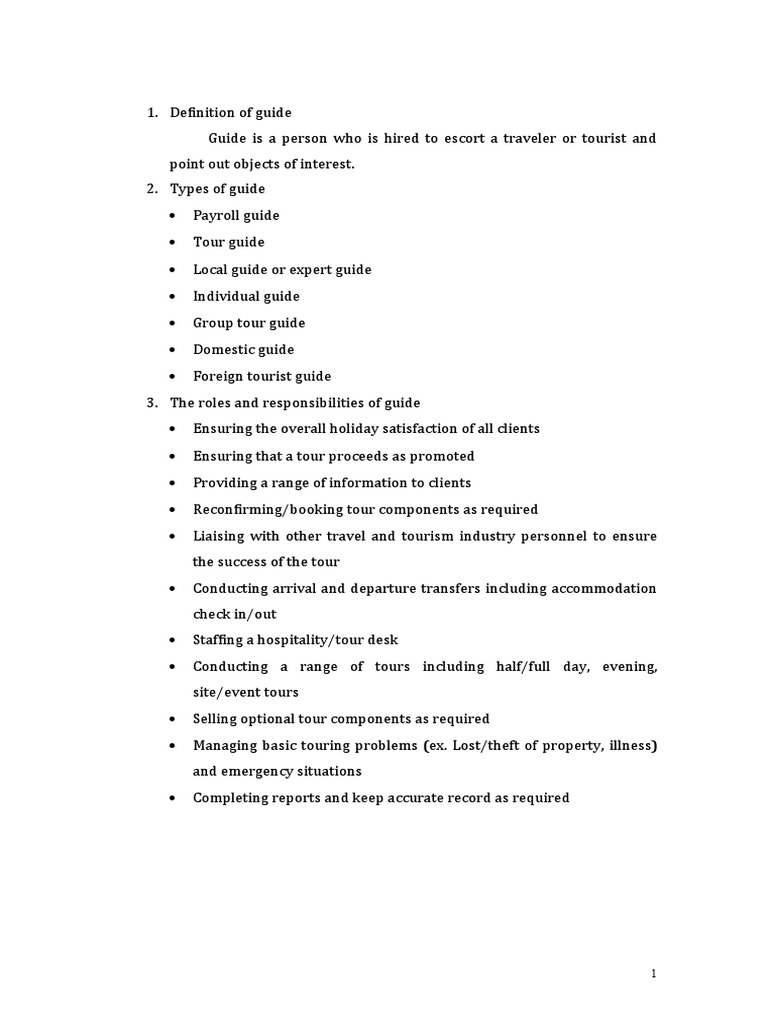 Definition of Tour Guide | PDF | Indonesia | Tourism