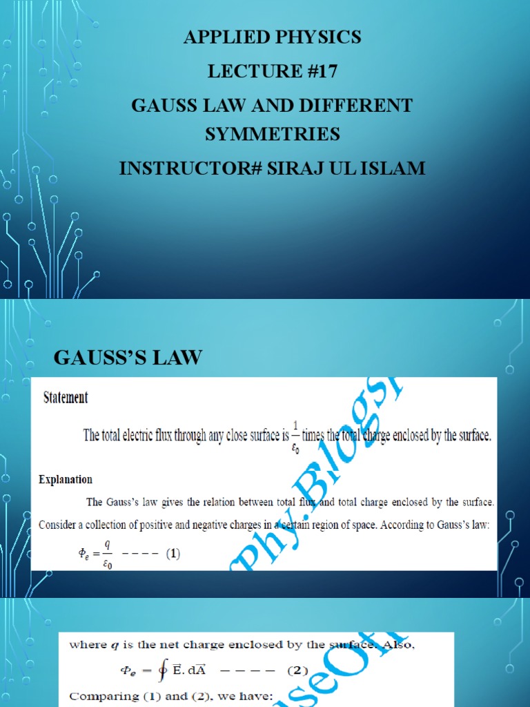 Gauss's Law and Symmetries Explained | PDF