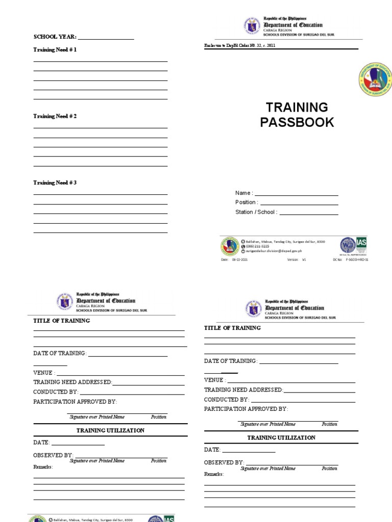 DepEd Training Passbook Template | PDF