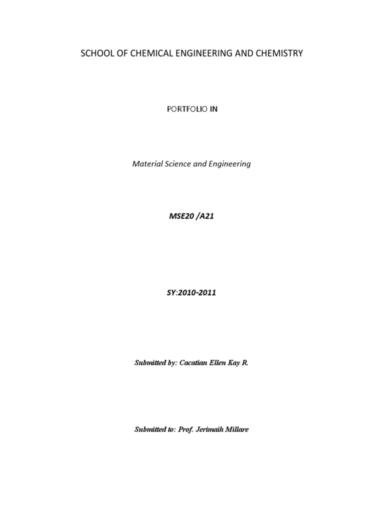 School of Chemical Engineering and Chemistry: Portfolio in | PDF | Science