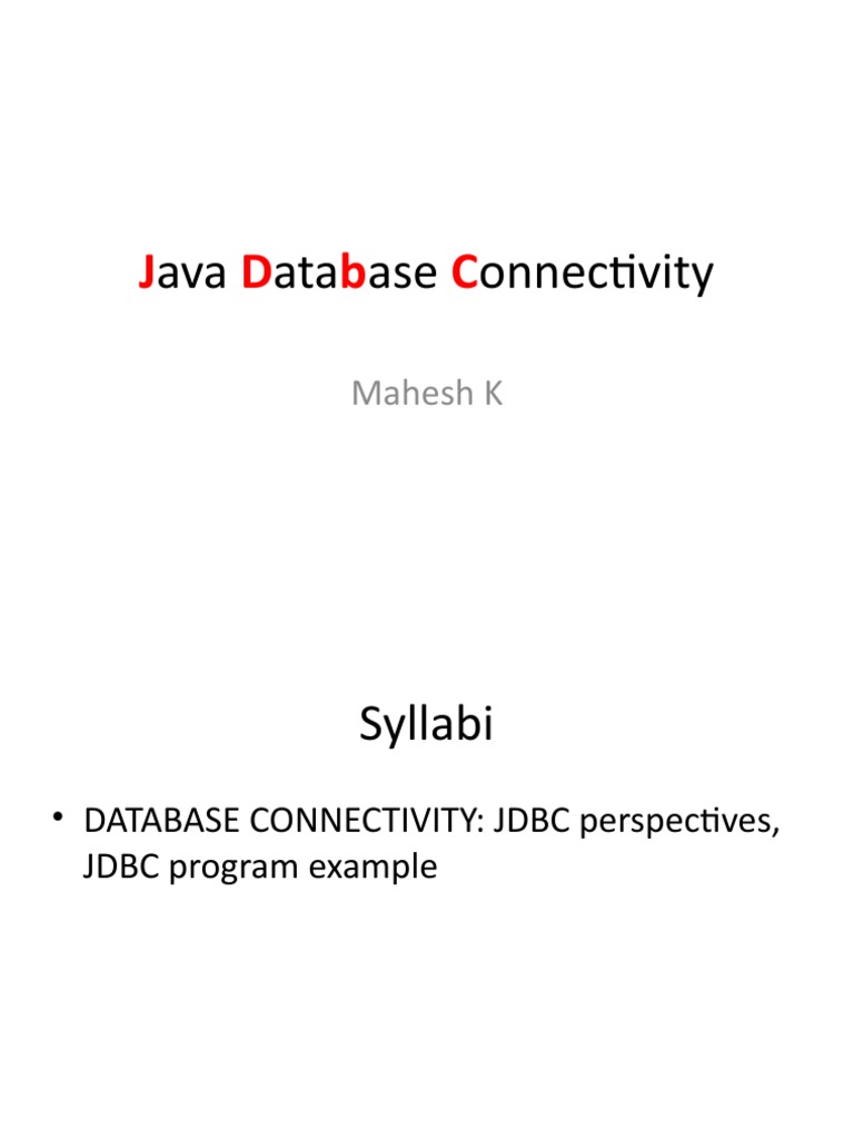 Unit - 2 JDBC | PDF | Databases | Java (Programming Language) Unit - 2 JDBC | PDF | Databases | Java (Programming Language)