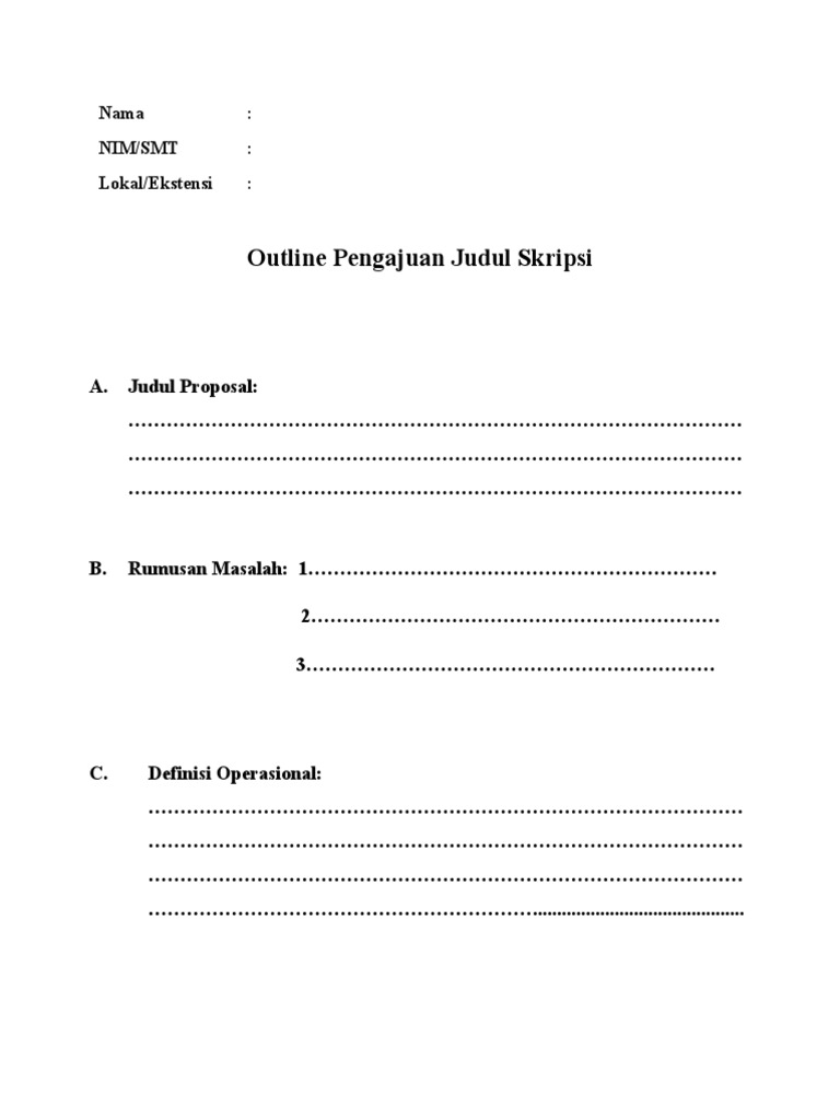 Draft Outline Pengajuan Judul Skripsi | PDF