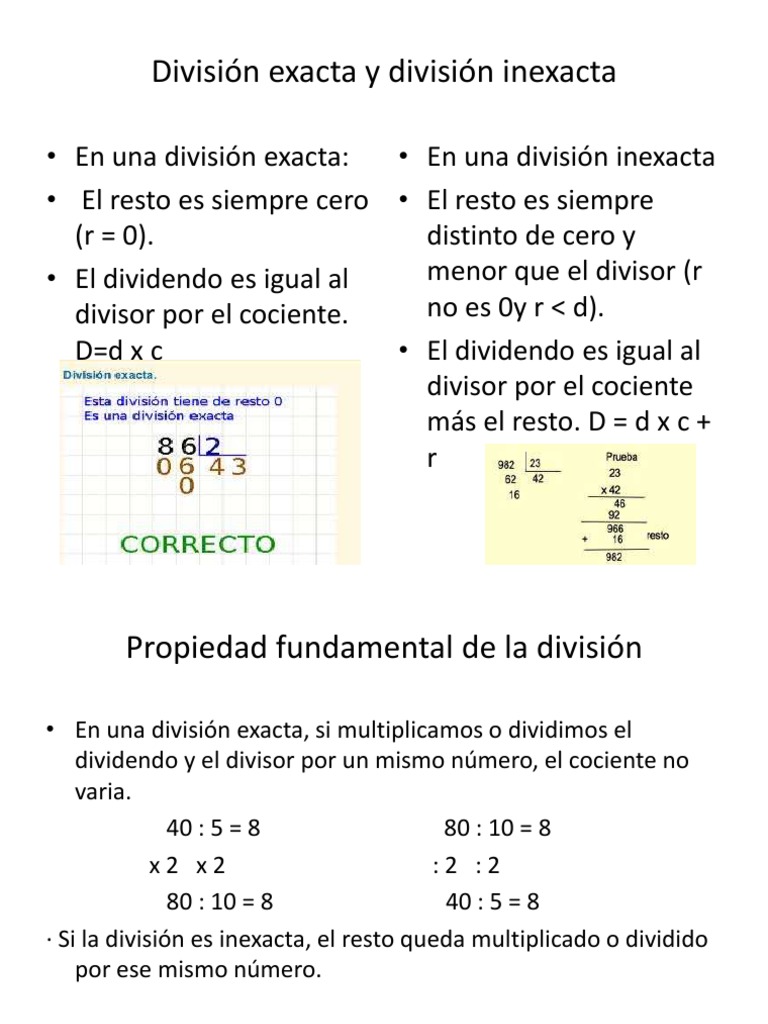 Tipos de División: Exacta e Inexacta | PDF