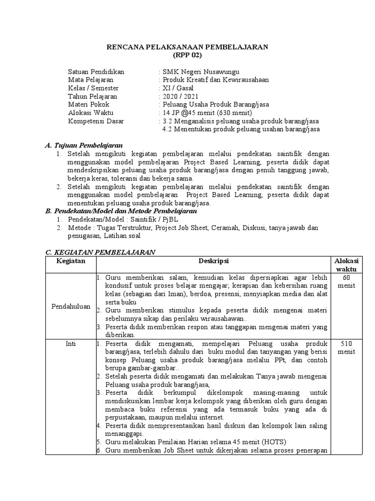 RPP PKK Xi Titl 2021 | PDF