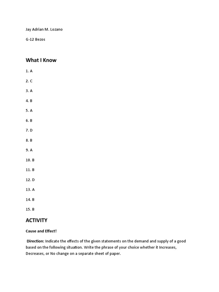 Applied Economics Module 4... Grade 12 Bezos-1 | Download Free PDF | Price Elasticity Of Demand ...