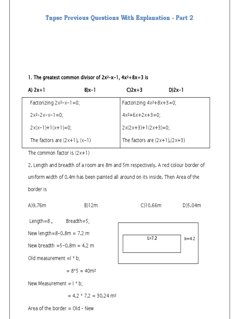 TNPSC Previous Questions With Explanation - Part 2 | PDF | Triangle | Area