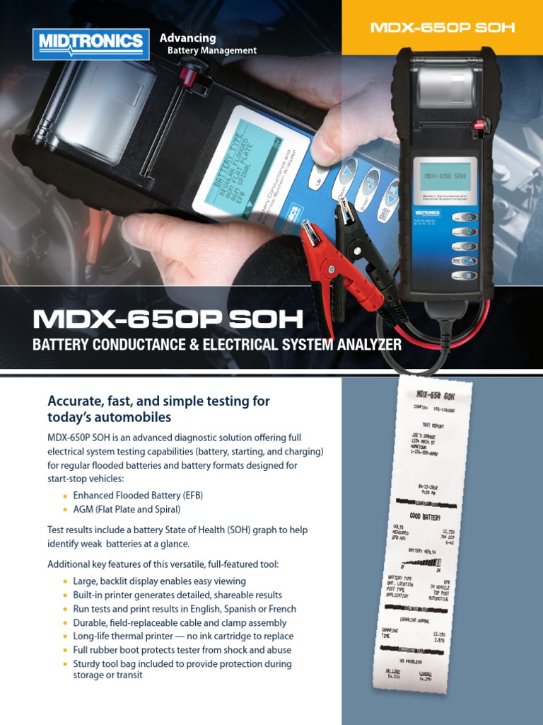 Midtronics MDX-650P SOH Brochure | PDF | Printer (Computing ...